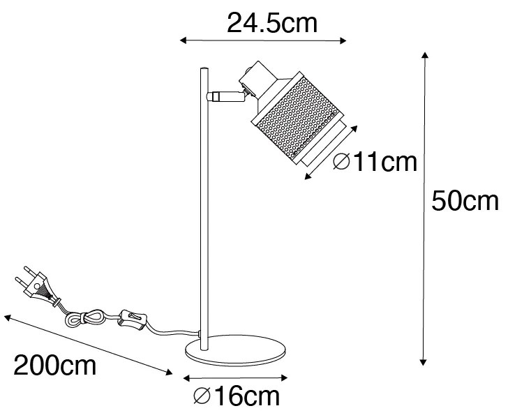 Průmyslová stolní lampa černá se zlatem - Kayden