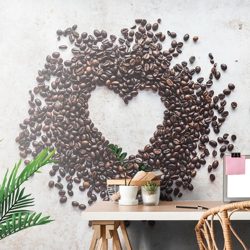 Tapeta kávové srdce - 225x150 cm
