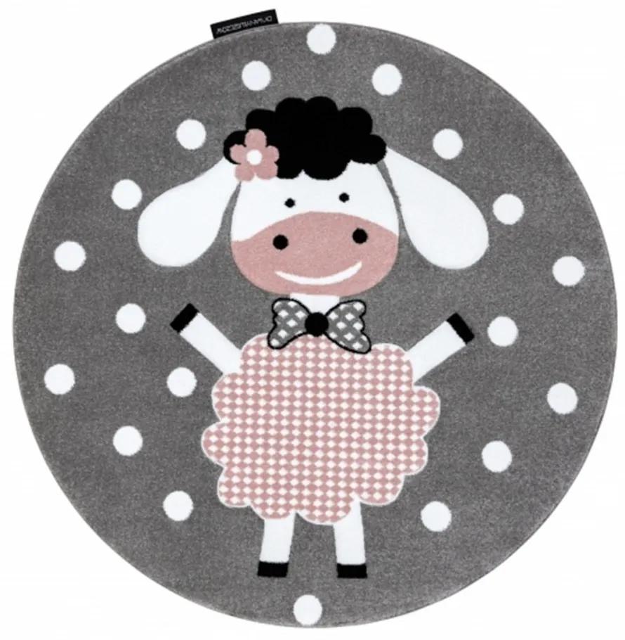 Dětský kusový koberec Ovečka šedý kruh, Velikosti 140cm