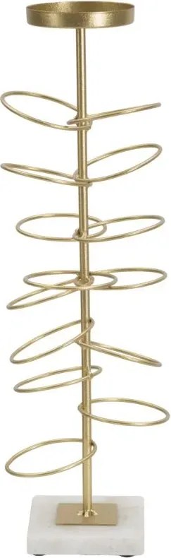 Kovový svícen Rings 46 cm zlatý/mramor