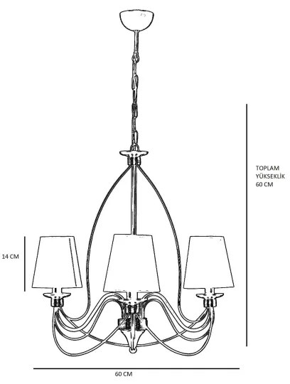 Lustr na řetězu CLASSIC 3xE14/40W/230V bronzová/béžová