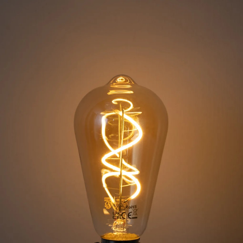 Sada 5 stmívatelných LED žárovek E27 se spirálovým vláknem ST64 zlaté 4W 270LM 2100K