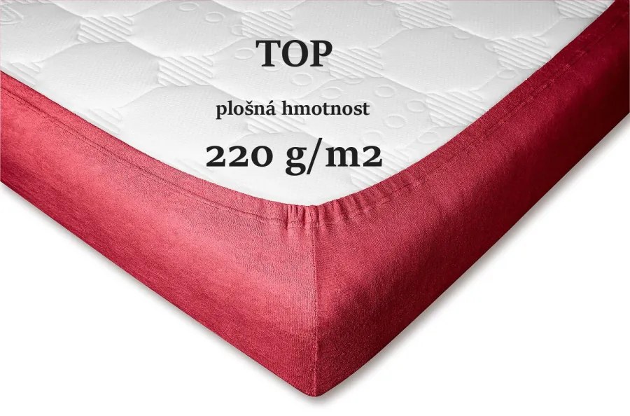DADKA Froté prostěradlo vínové Rozměr 180x220x20