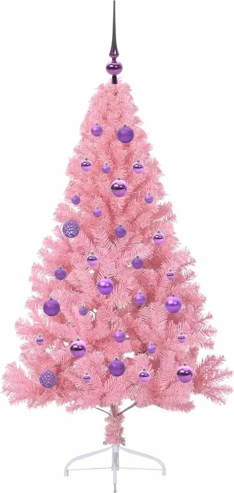 Umělý osvětlený vánoční stromeček Růžová 150 cm PVC 3397069