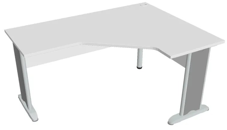 Stůl ergo lomený levý 160×120/60 cm - Hobis Cross CEV 60 L Dekor stolové desky: bílá, Dekor lamino podnože: bílá, Barva nohou: Stříbrná