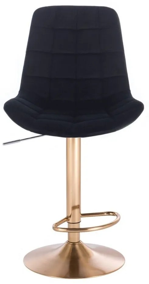 LuxuryForm Barová židle PARIS VELUR na zlatém talíři - černá