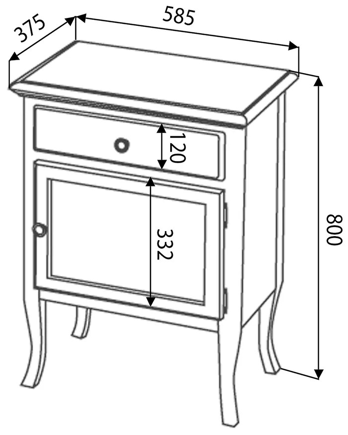 Sapho RETRO skříňka 60x80x38cm, buk, pravá - 1690