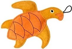 KIWI WALKER s.r.o Hračka pes LEATHER TURTLE kůže, oranžová 21cm Kiwi