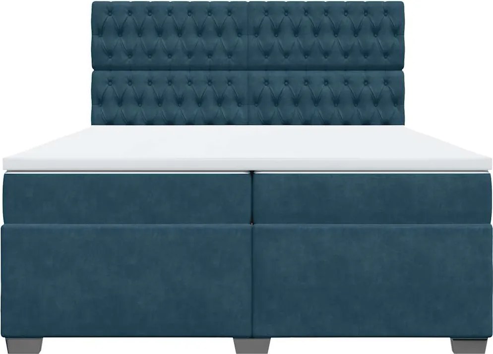 Box spring postel s matrací modrá 200 x 200 cm samet 3293312