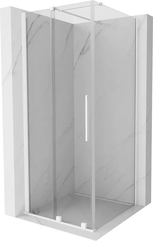 Mexen Velar, sprchový kout s posuvnými dveřmi 90(dveře) x 90(stěna) cm, 8mm čiré sklo, bílá, 871-090-090-01-20