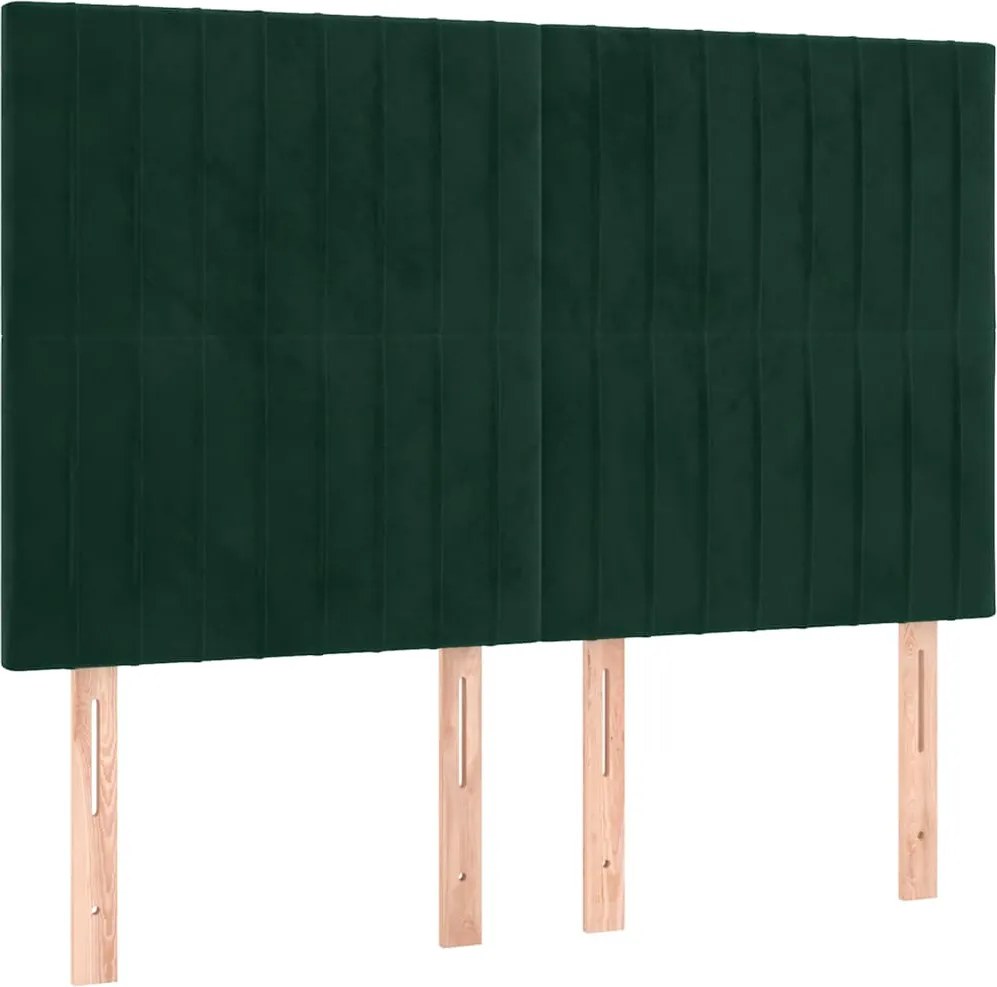 Box spring postel s matrací a LED tmavě zelená 140x200 cm samet 3136248