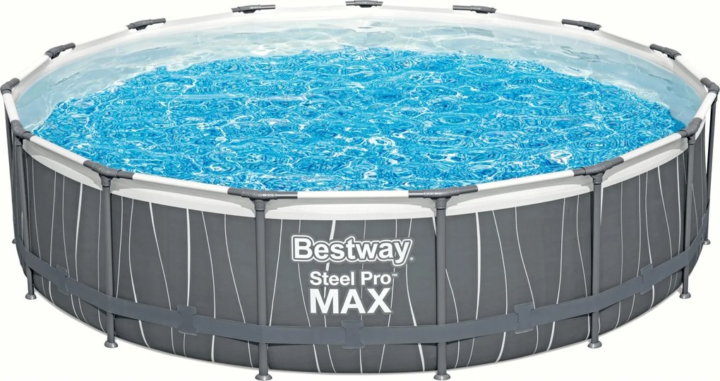 Bestway Bazén Steel Pro MAX kulatý světle šedý, LED design, 457 x 107 cm