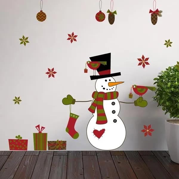 Crearreda Vánoční samolepící dekorace Sněhulák, 22x67cm, skladem poslední ks