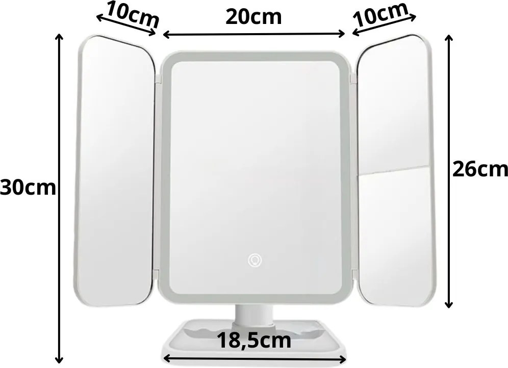 Verk Group Make-up zrcadlo vedlo osvětlené skládací make-up zrcadlo usb 3 barvy