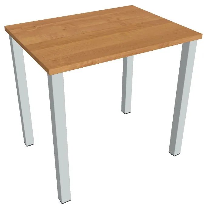 Stůl pracovní rovný 80 cm hl. 60 cm - Hobis Uni UE 800 Dekor stolové desky: olše, Barva nohou: Stříbrná