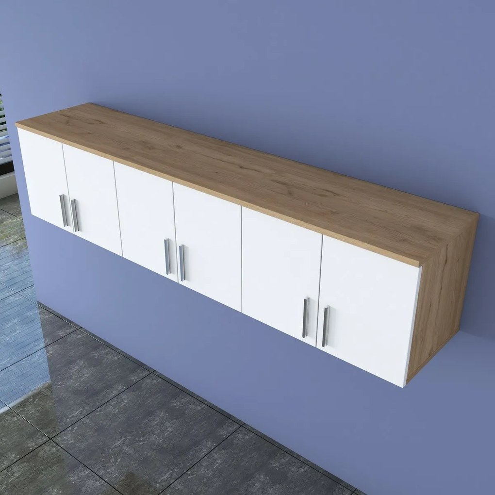 Nástěnná skříňka Ema White and Walnut