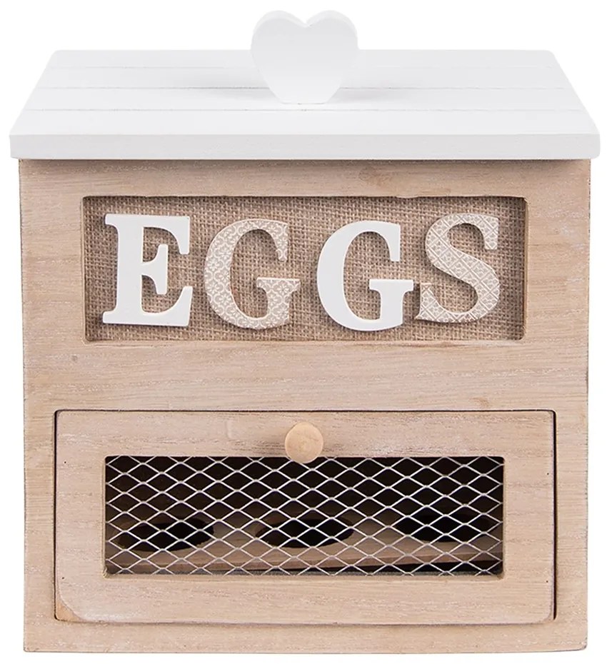 Hnědá dřevěná skříňka na vajíčka Eggs - 18*9*20 cm