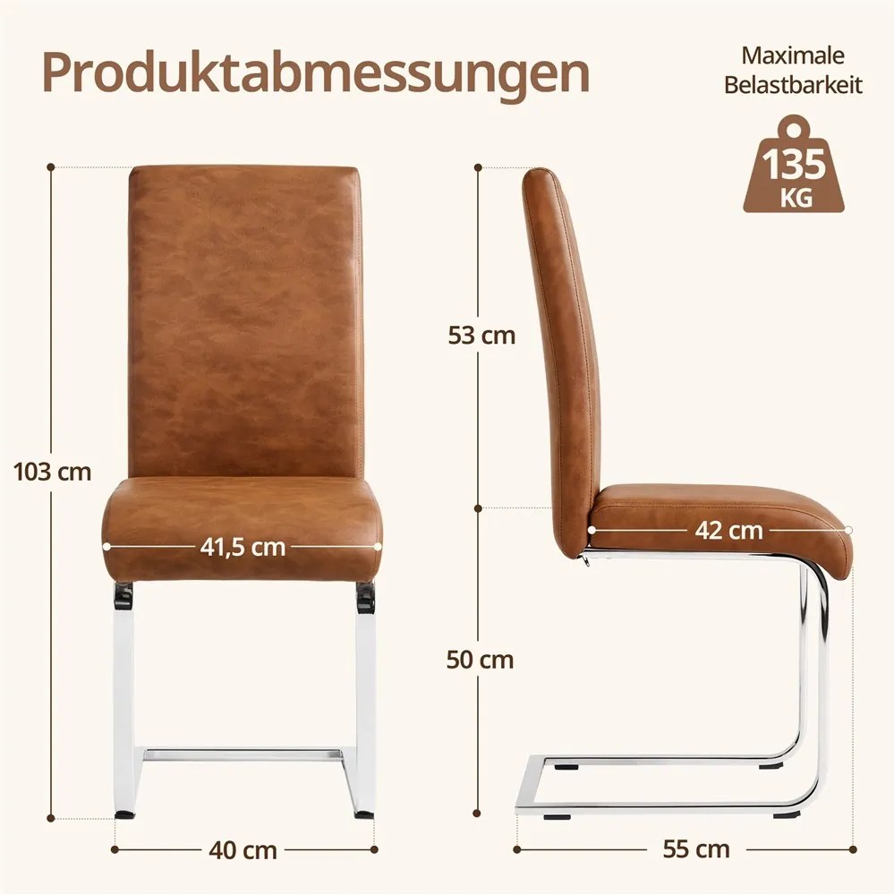 Sada 6 ks – Jídelní židle Yaheetech – rustikální hnědá (267709202950)