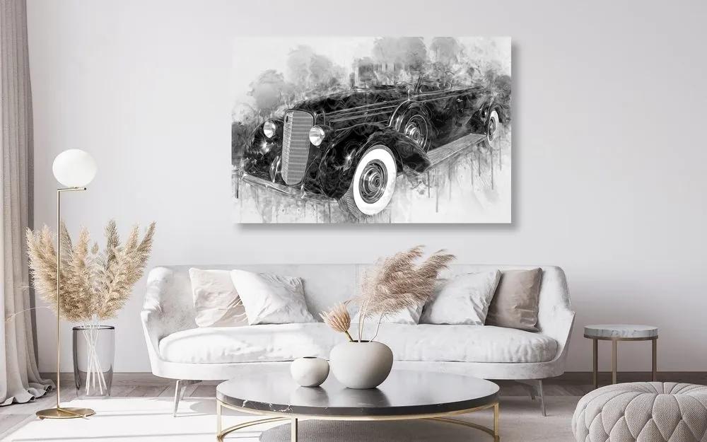 Obraz historické retro auto v černobílém provedení Varianta: 120x80