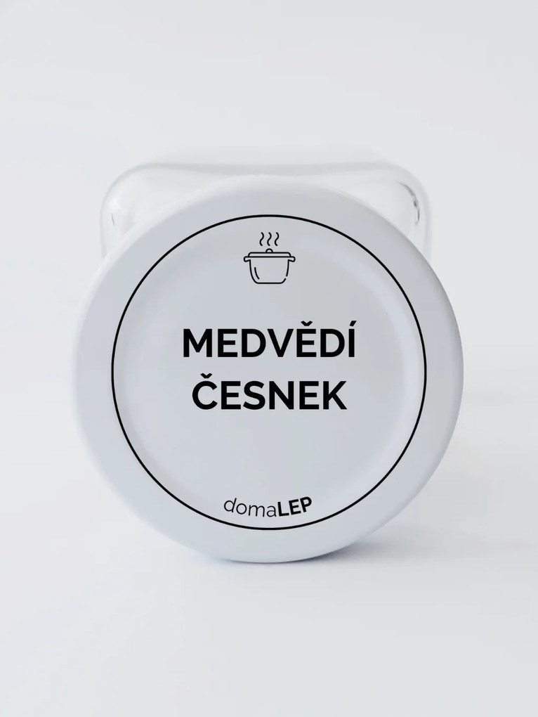 Samolepka na kořenky MEDVĚDÍ ČESNEK průhledná 5 cm tučné písmo