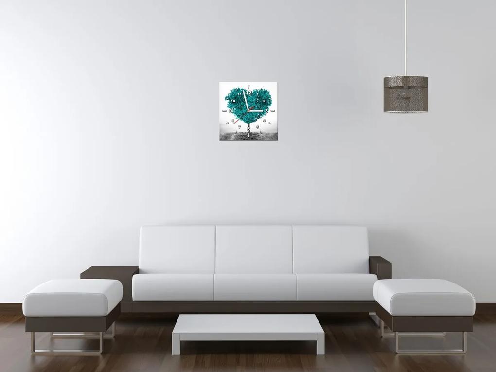 Gario Obraz s hodinami Tyrkysový strom lásky Rozměry: 40 x 40 cm