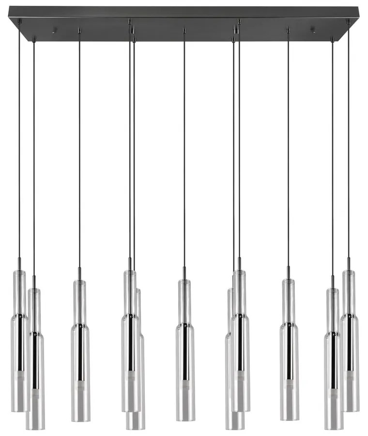LED závěsné svítidlo se skleněným stínidlem v černo-stříbrné barvě Lucent – Trio Select