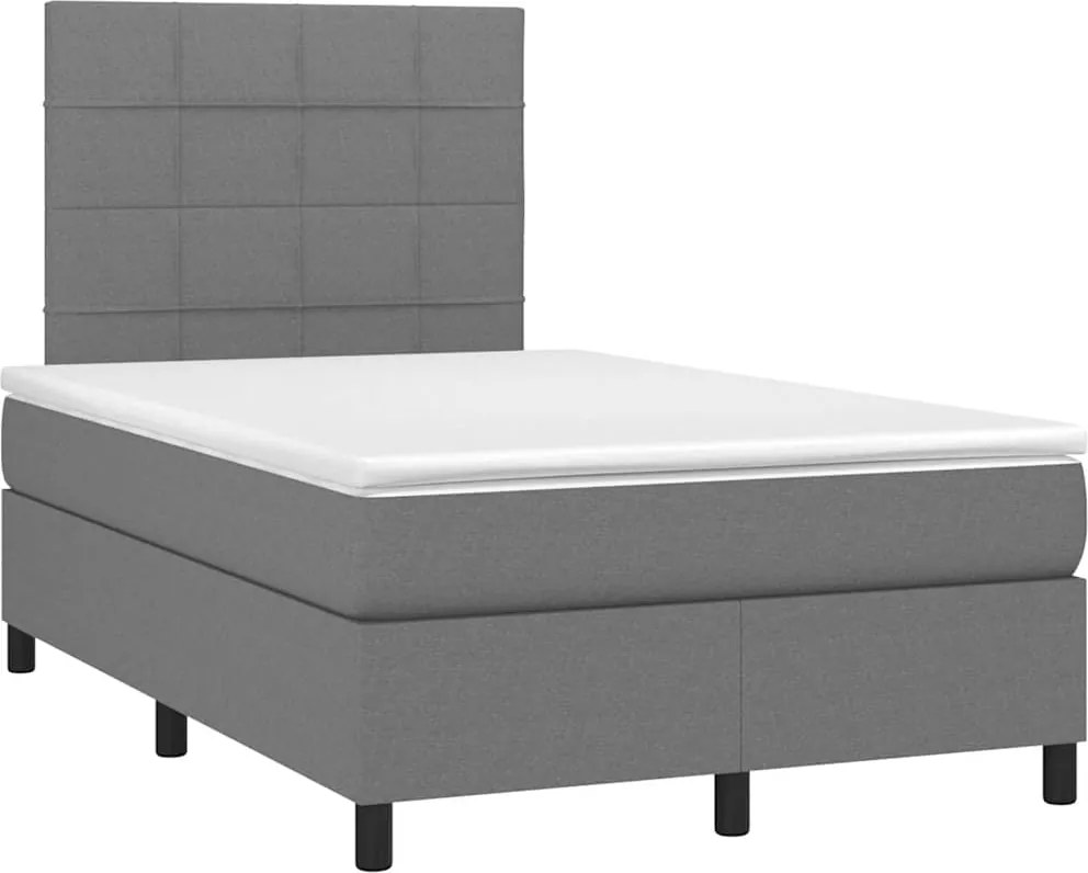 Box spring postel s matrací a LED tmavě šedá 120x190 cm textil 3270198