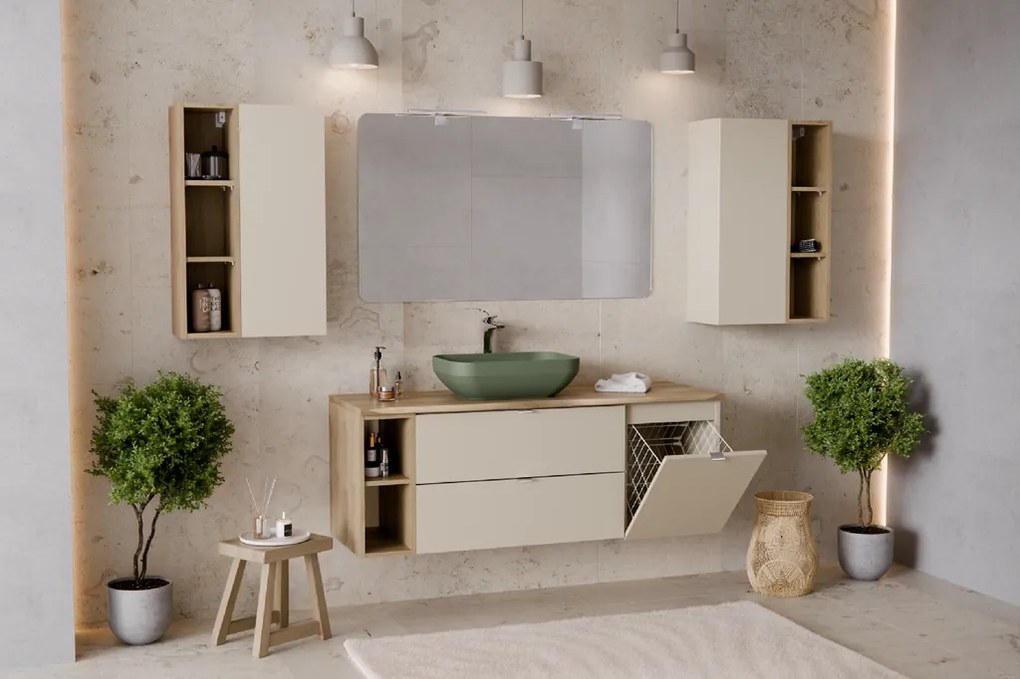 Comad Koupelnová skříňka pod deskové umyvadlo s košem na prádlo Dalia Cashmere 100 kašmír