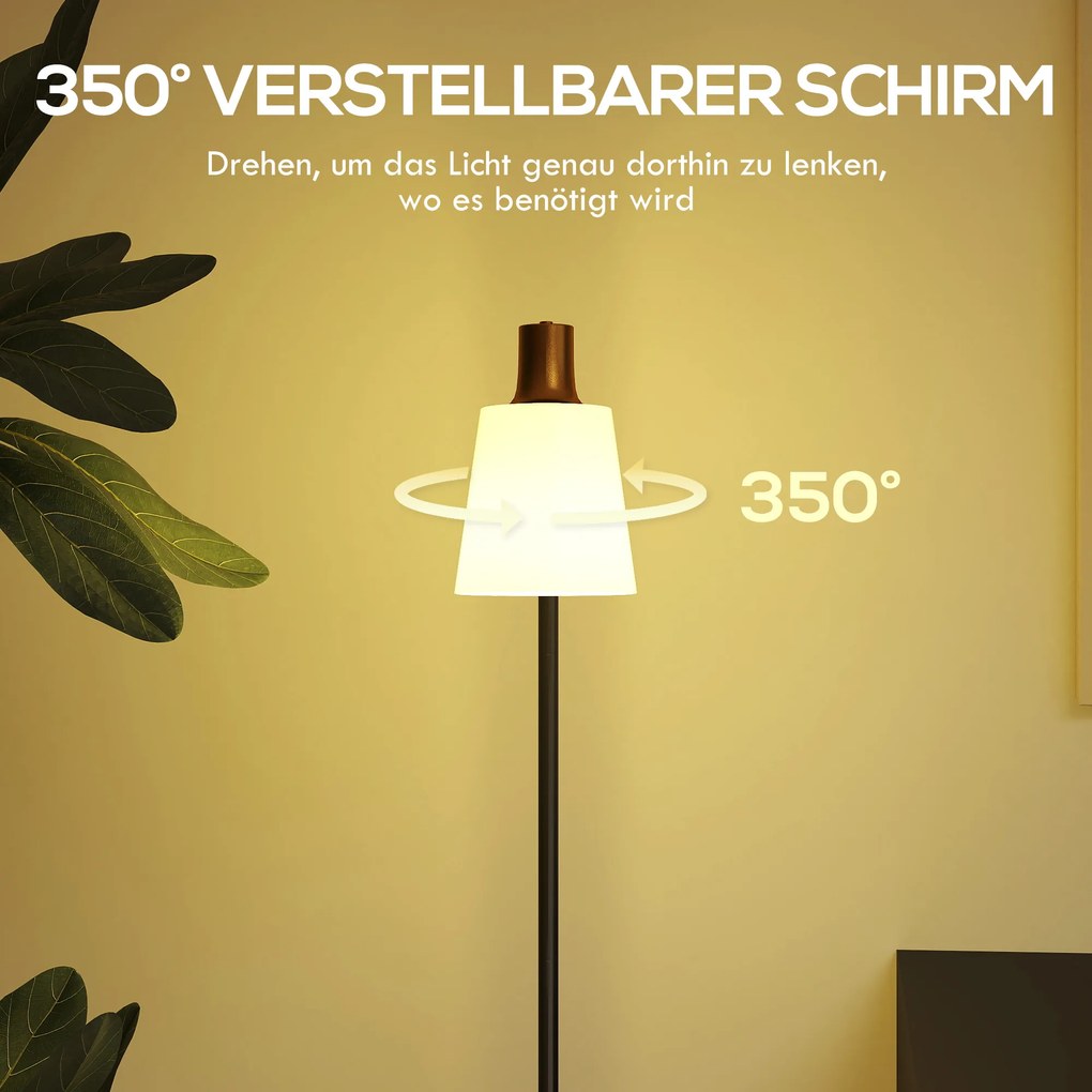HOMCOM LED stojací lampa do obývacího pokoje, stojací lampa s 350° otočnou hlavou, stojací lampa s barevnými teplotami 3000K/4000K/6500K, černá