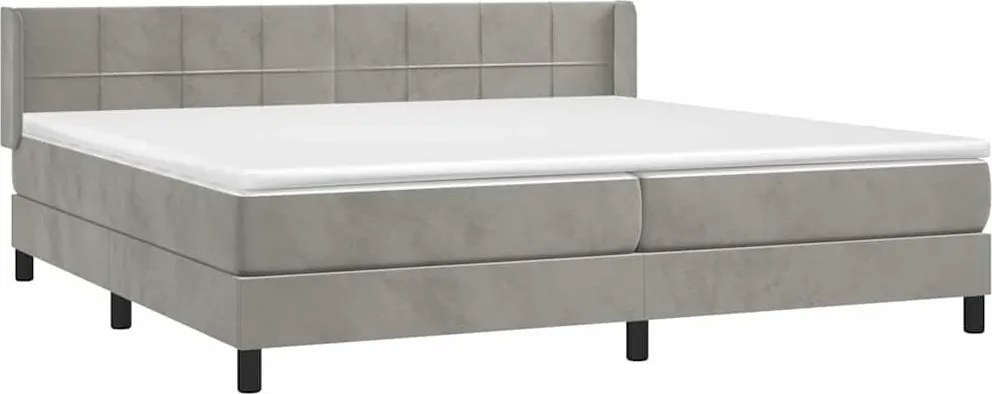 Box spring postel s matrací světle šedá 200x200 cm samet 3130979