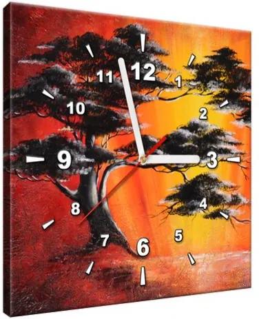 Tištěný obraz s hodinami Masivní strom při západu slunce 30x30cm ZP2513A_1AI
