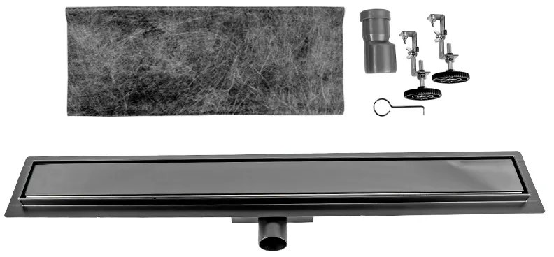 BPS-koupelny Sprchový odtokový žlab 2in1 DL01 GLASS HYD-2660 70 cm, černý