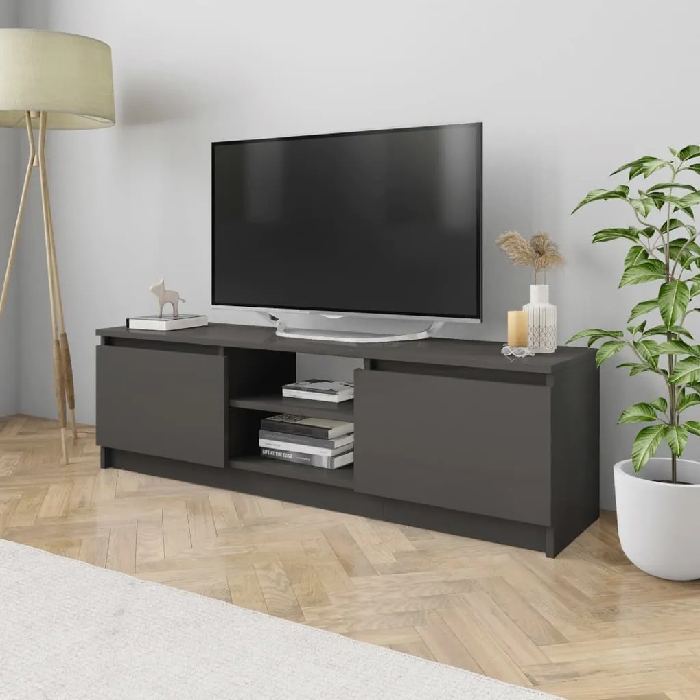 800575 vidaXL TV stolek šedý s vysokým leskem 120 x 30 x 35,5 cm dřevotříska