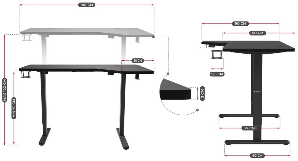Ergonomický elektrický stůl s nastavitelnou výškou stolu a LED panelem