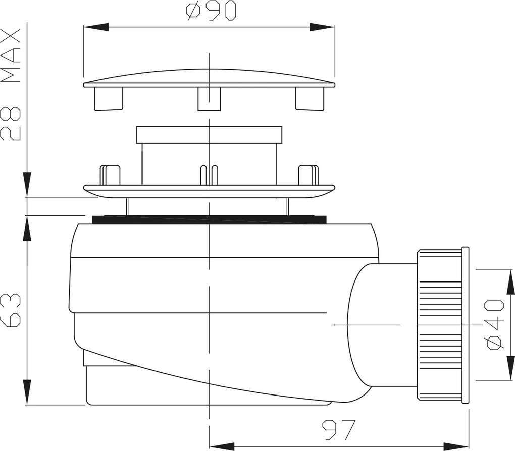 Polysan sifon vaničkový 60 mm chrom 1724C Koupelny Bernold
