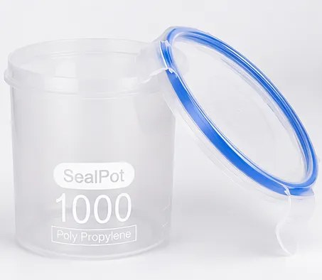 dóza na potraviny, objem 1 l, s víkem, plast, 14x10x10 cm, průhledná, Dekorino DP20260020