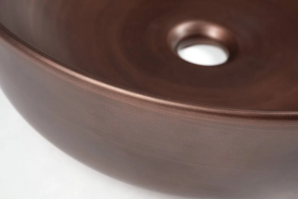 Sapho Sapho, PRIORI keramické umyvadlo na desku, průměr 41,5cm, měď, PI040