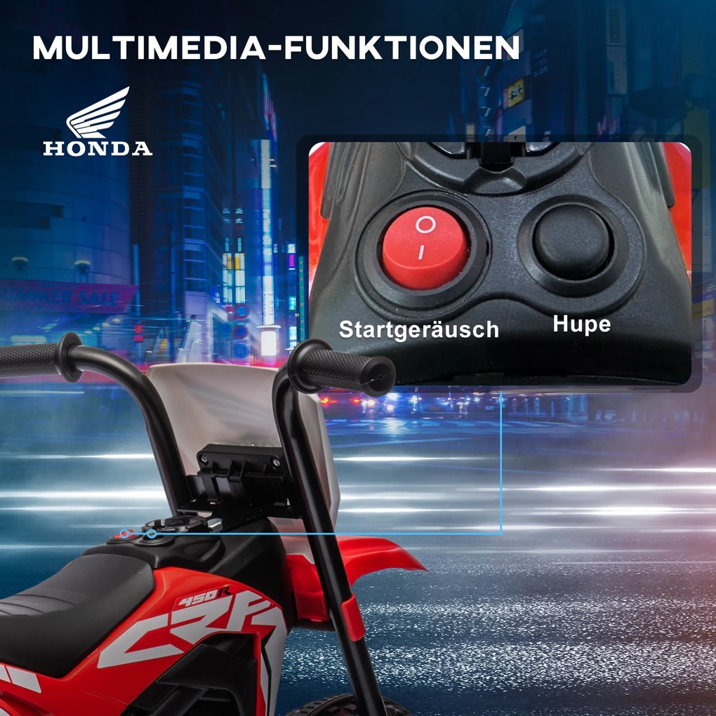 HOMCOM Elektrická Motorka pro Děti s Klaksonem a Startovací Hudbou pro Děti ve Věku 1,5-3 Let