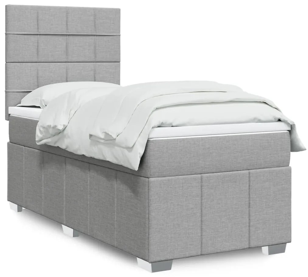 Box spring postel s matrací světle šedá 80 x 200 cm textil 3293795
