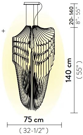 Slamp Avia suspension L, černé designové svítidlo od Zaha Hadid, 4x12W E27 + 7W Spot LED PAR 20, 120cm