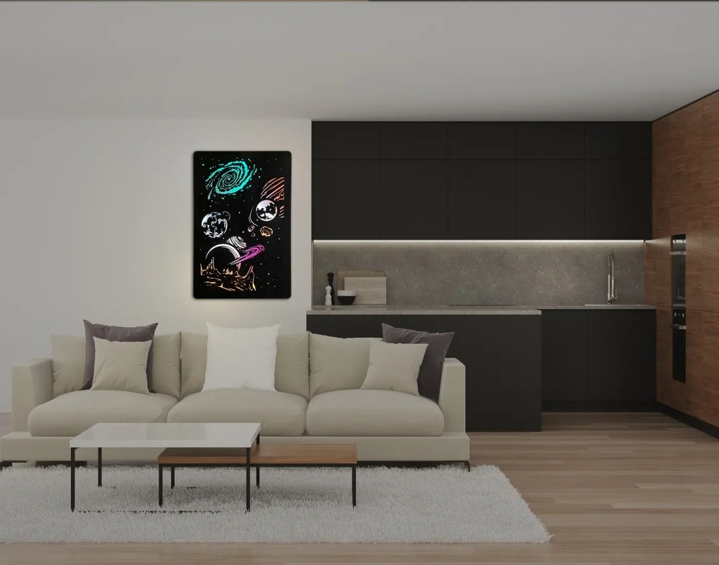 Li-Go "Vesmír" světelný obraz RGB 230V 60x90 cm provedení povrchu: dub