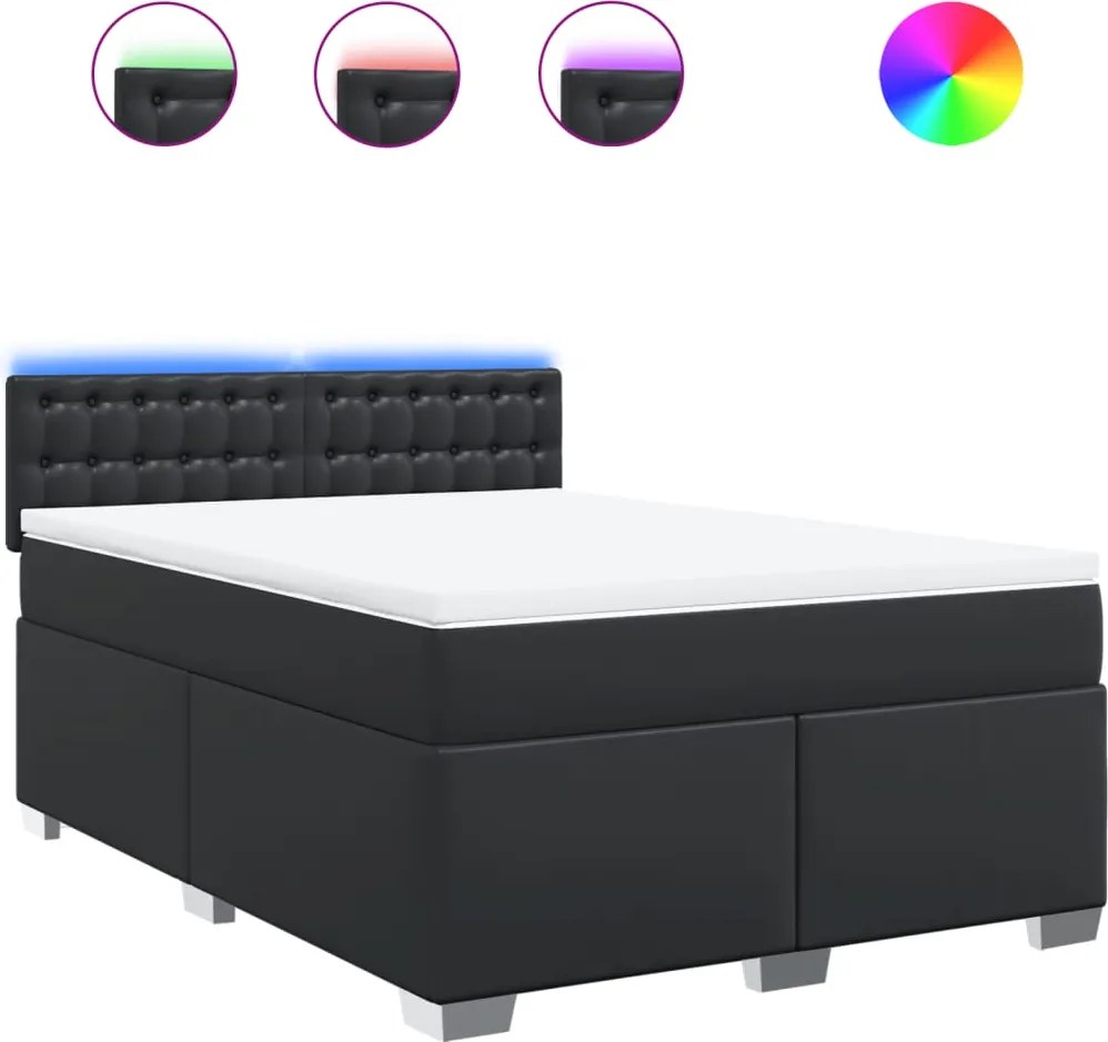 Box spring postel s matrací černá 140x200 cm umělá kůže 3288424
