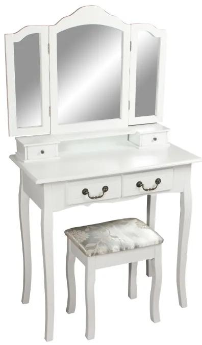 Toaletní stolek s taburetem REGINA NEW Tempo Kondela Bílá