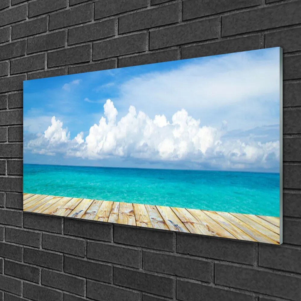 Obraz na skle Moře Mraky Molo Krajina 120x60 cm