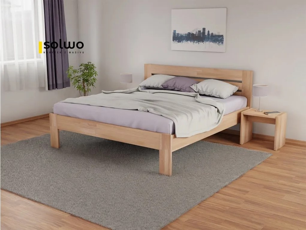 Masivní postel AMANDA - Solwo Design Materiál: Buk cink, Barevne provedení: Olej odstín 104/204, Rozměry a jiná specifikace: 140x200