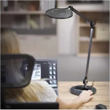 Stolní LED lampa Karen s bezdrátovým nabíjením černá