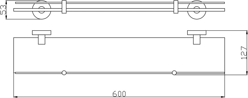 Slezák - RAV Polička skleněná 600 mm COLORADO - COA0900/60ZRK, Růžové zlato kartáčovaná