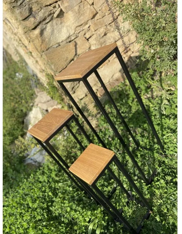 Wudboys Set 3 odkládacích stolků Barva kovu: Černá., Dřevo..: Jasan, moderní skandinávský styl