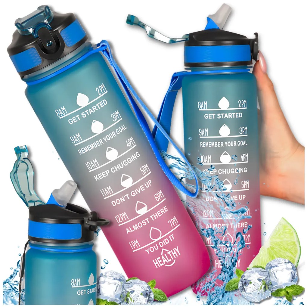 Camerazar Sportovní láhev TRESSARI 1000 ml Tritanová láhev na vodu bez BPA pro aktivní životní styl