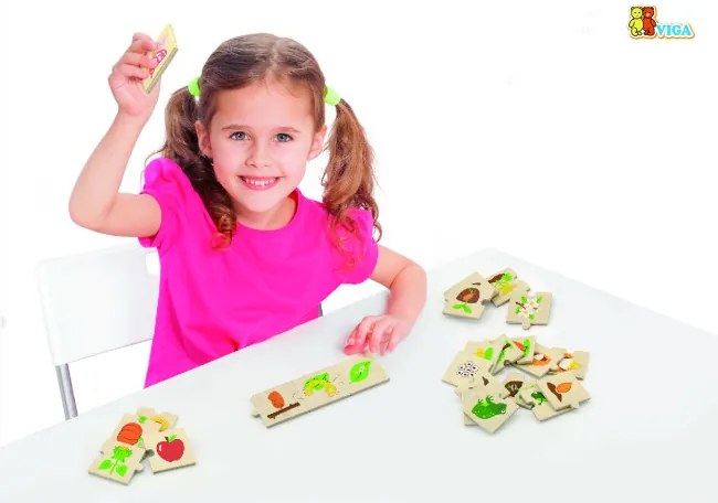 Dřevěné edukativní puzzle Viga 51609 Jak rostou zvířata a rostliny